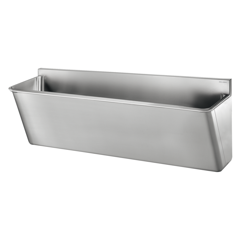 Surgical scrub-up trough with low upstand