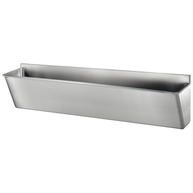 Surgical scrub-up trough with low upstand