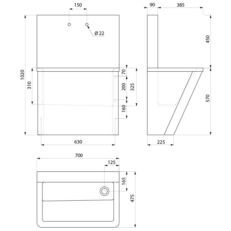 Surgical scrub-up trough with high upstand