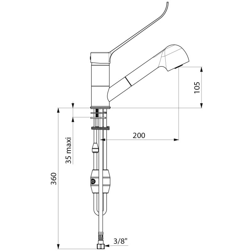 Mechanical mixer with retracting hand spray