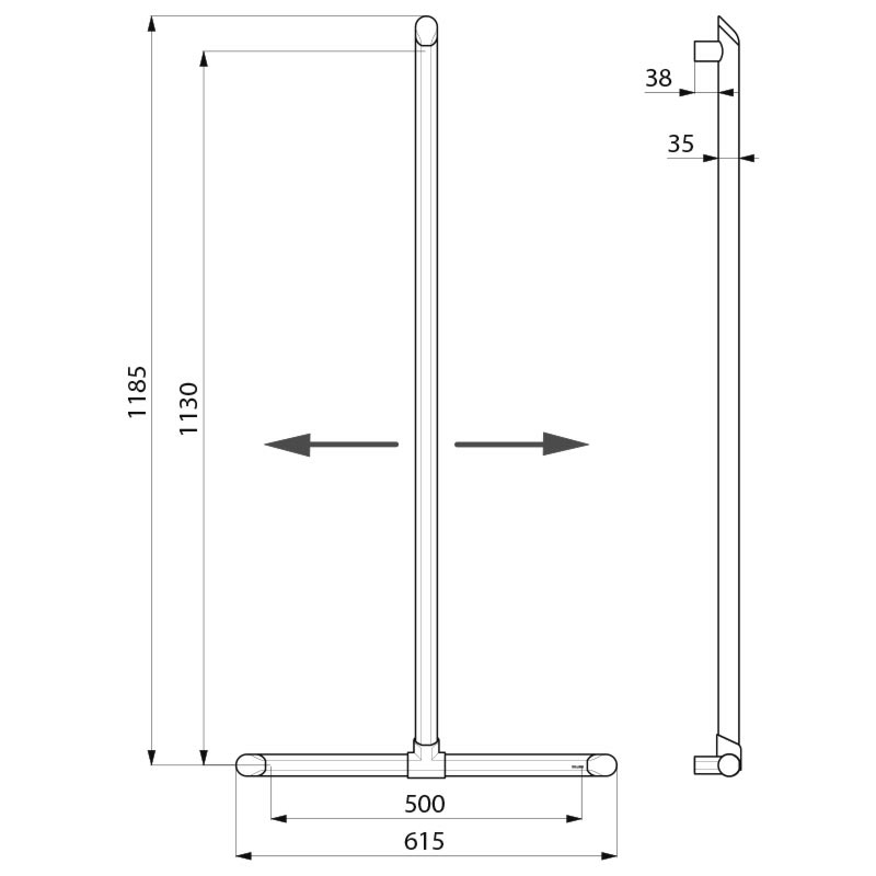 Be-line¨ T-shaped shower grab bar with sliding vertical rail