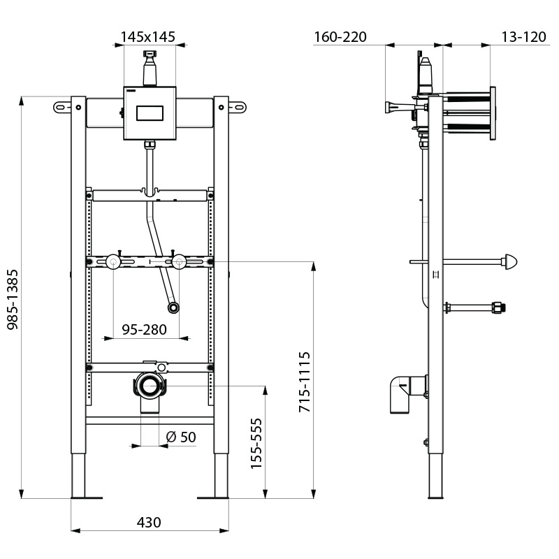 TEMPOFIX 3 frame system for urinals